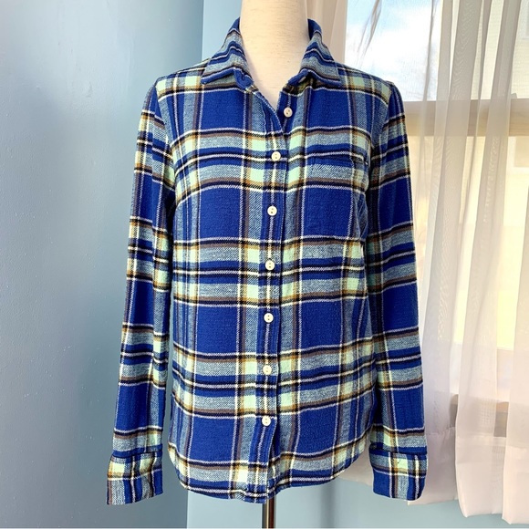 J. Crew | Tops | J Crew Blue Plaid Flannel Boy Button Down | Poshmark